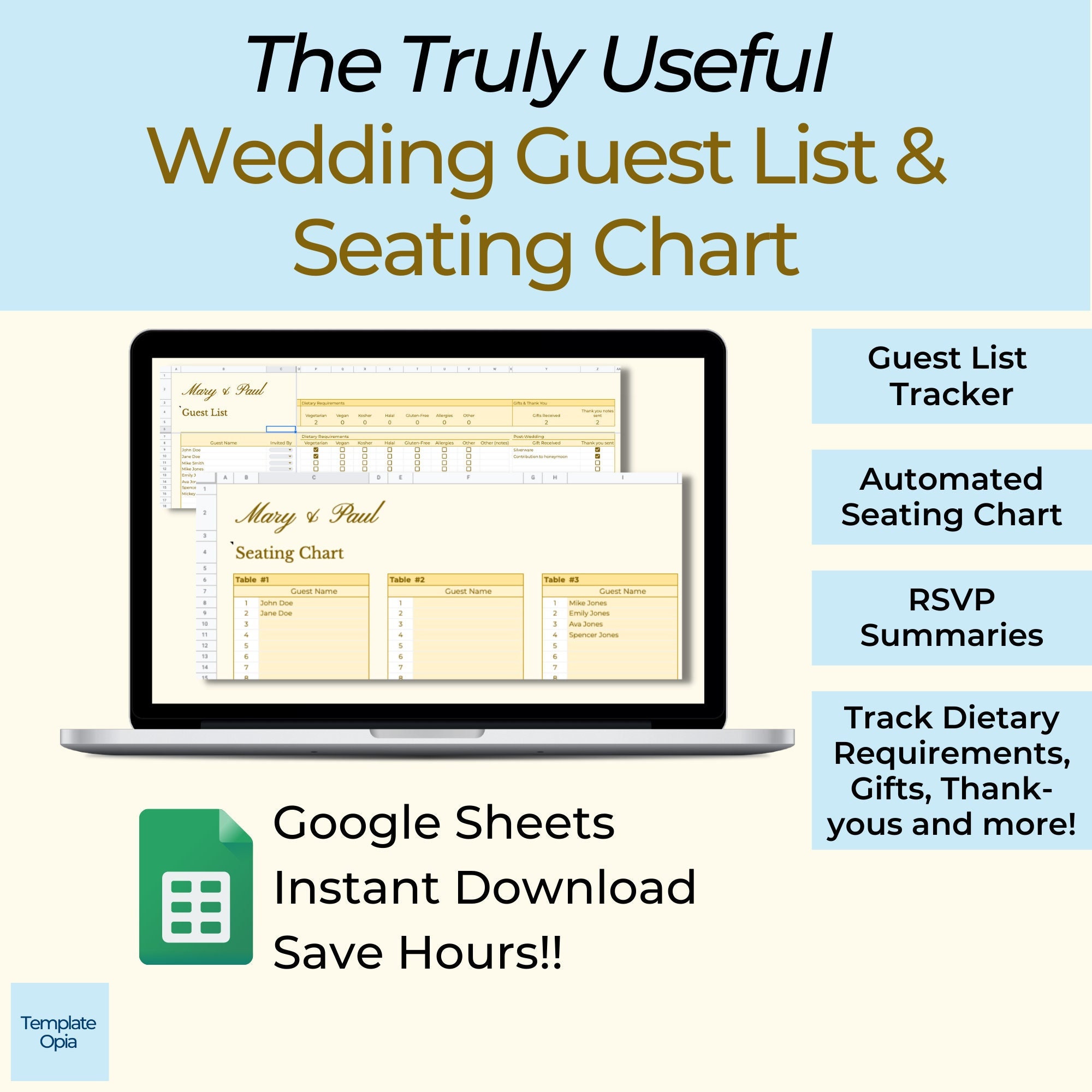 Truly Useful Wedding Guest List Tracker & Automated Seating Chart ...