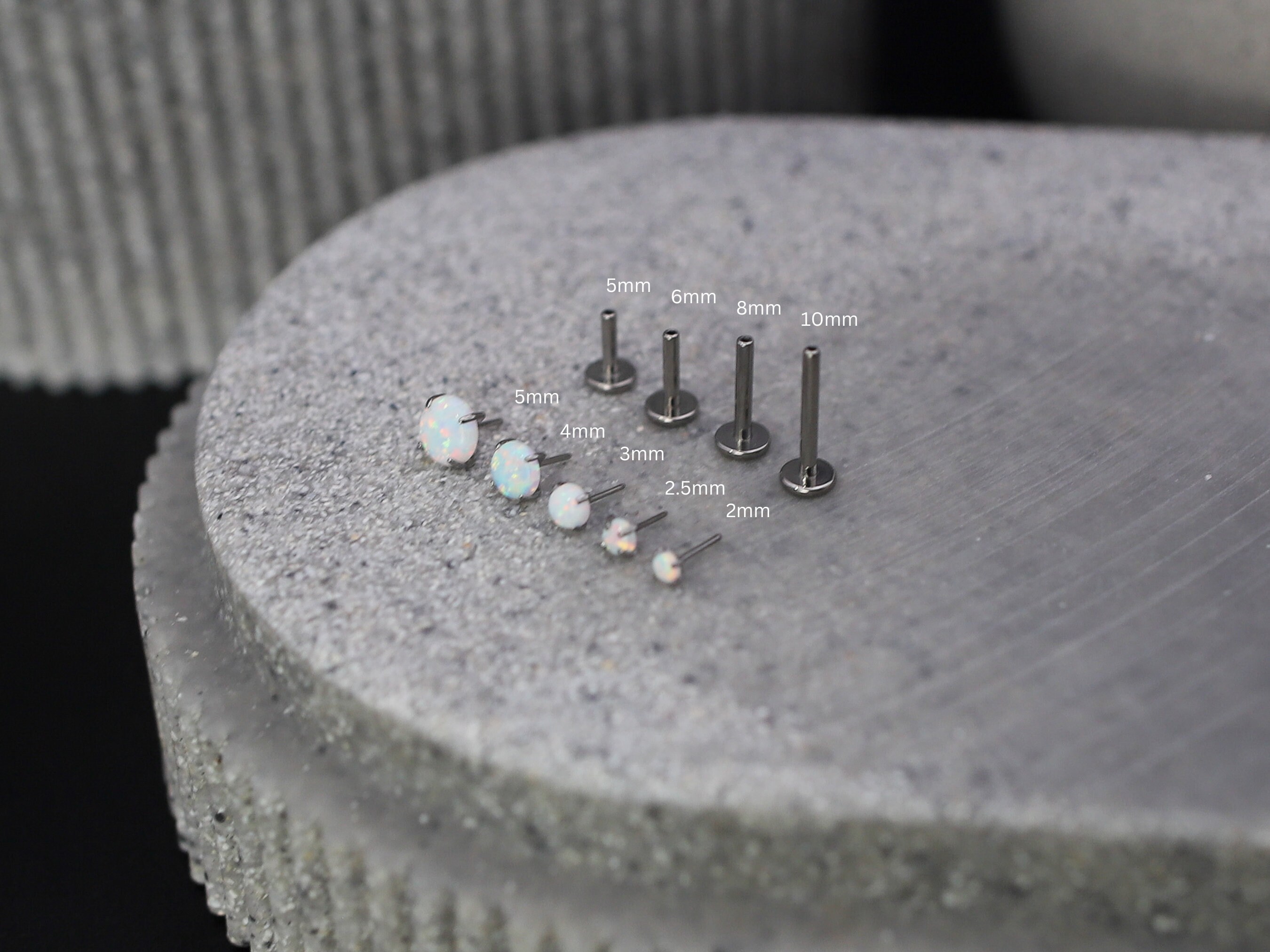 Opal Studs, Threadless Labret Flatbacks, Gold, Silver, Rose Gold ...