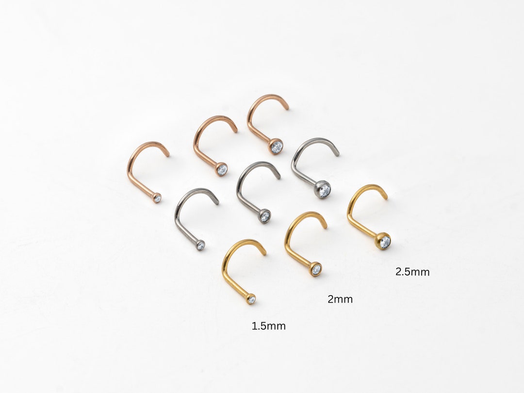 Diamond Nose Screw, 20g Implant Grade Titanium, CZ Nose Stone, Nose ...
