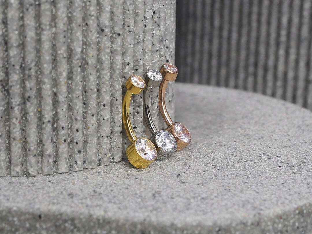 Dainty Diamond Belly Piercing, 14g Implant Grade Titanium Internal ...