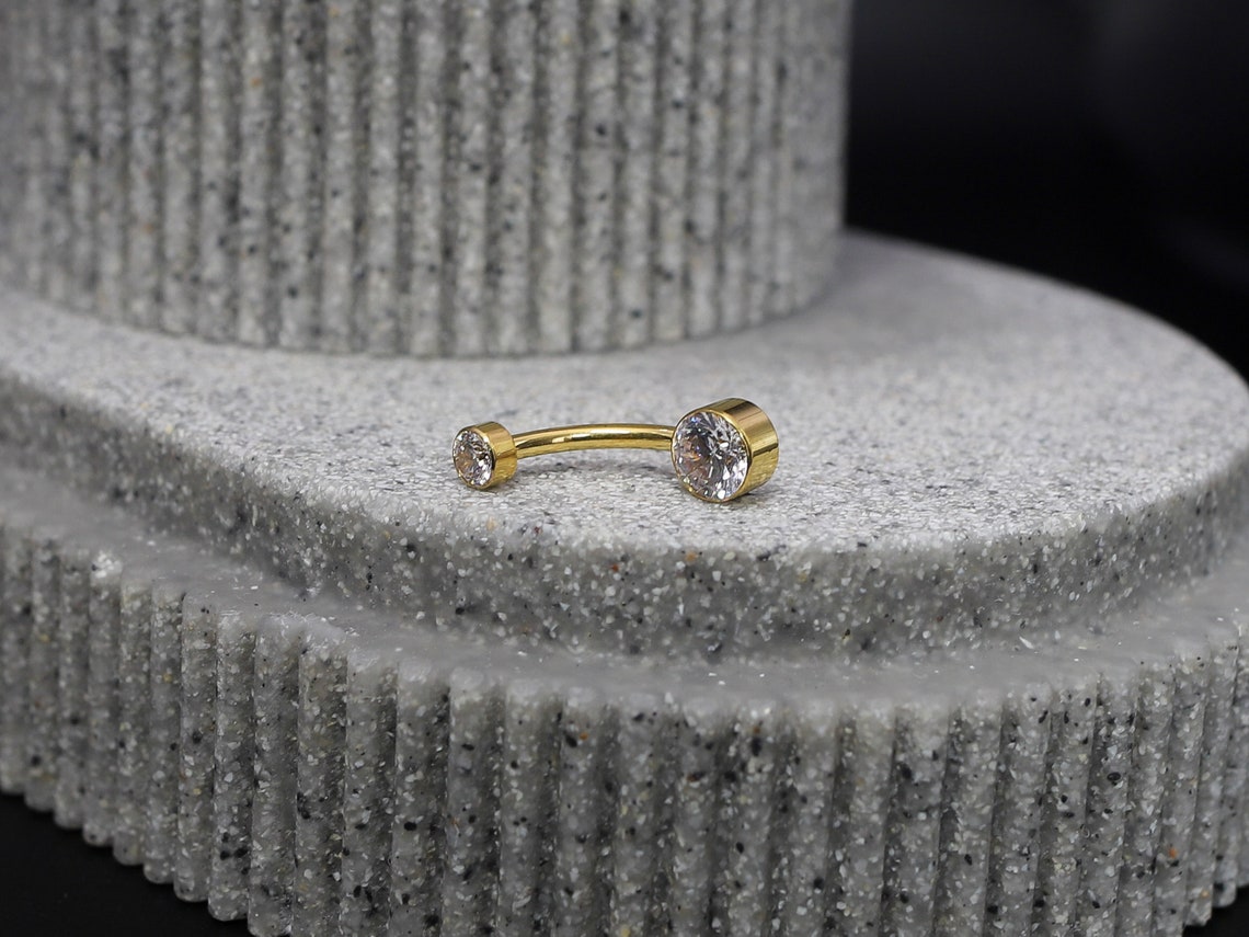 Dainty Diamond Belly Piercing, 14g Implant Grade Titanium Internal ...