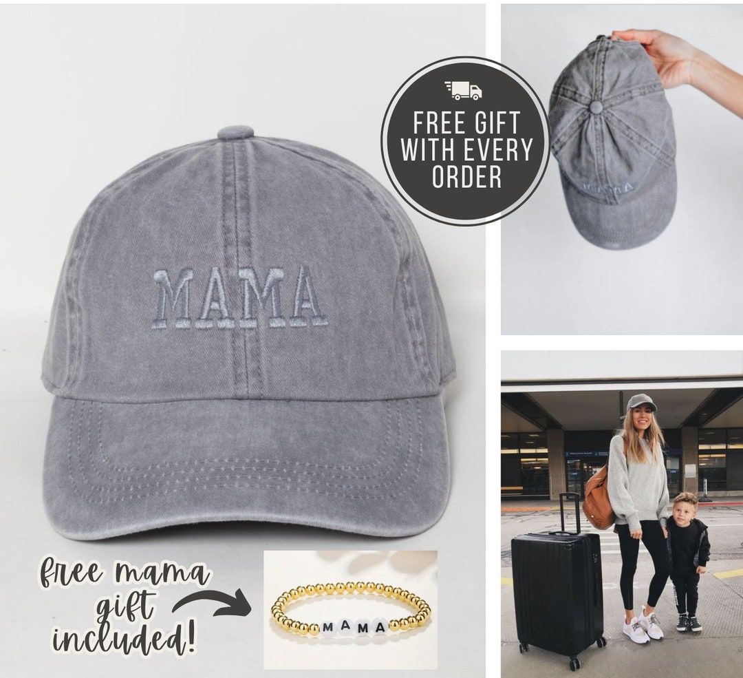 Mama Embroidered Baseball Cap, Grey Mom Hat, Mama Hats for Women, Mama ...