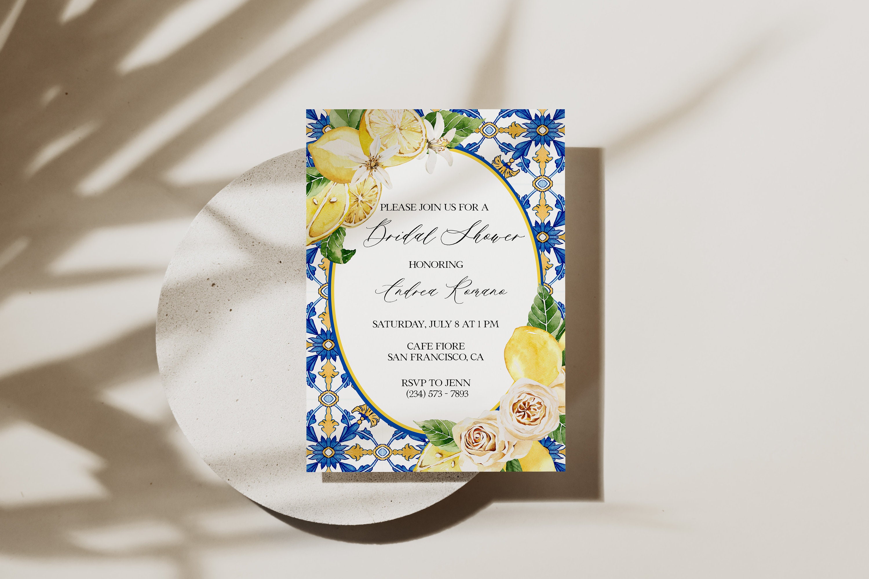 Mediterranean Bridal Shower Invitation, Blue Tile Bridal Shower ...