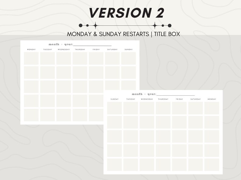 Blank Monthly Calendar Printable Landscape, Minimalist Calendar ...