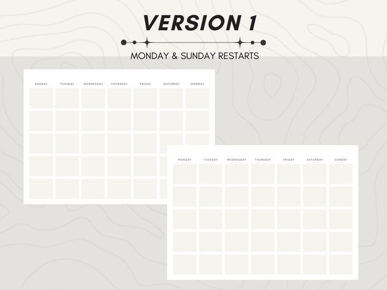 Blank Monthly Calendar Printable Landscape, Minimalist Calendar ...