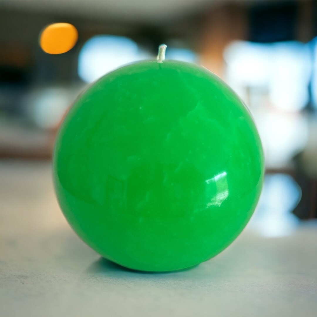 Green Varnished Round Candle With Marble Effect - Etsy