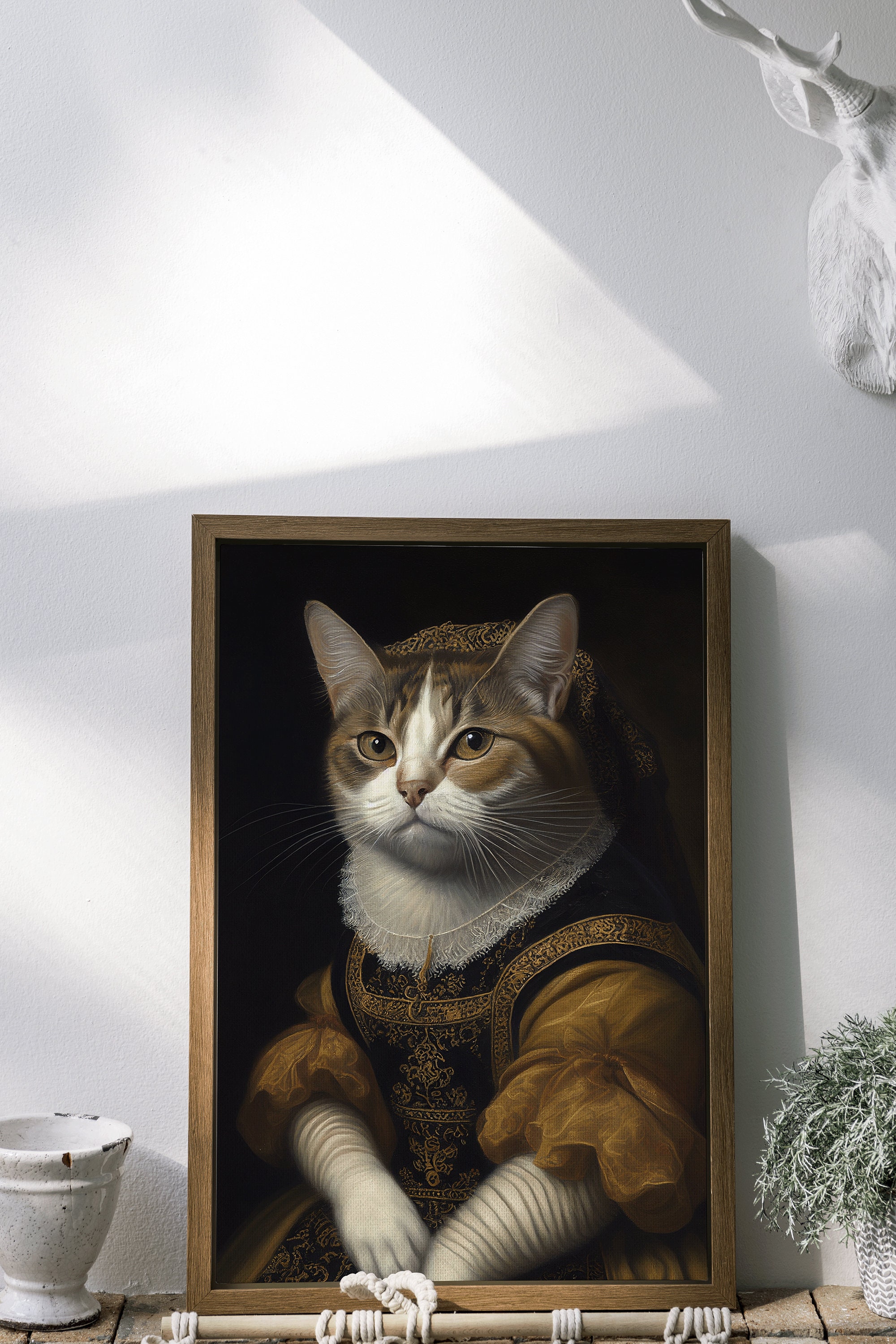 Renaissance Cat Art, Medieval Cat Portrait Oil Painting Poster Print ...