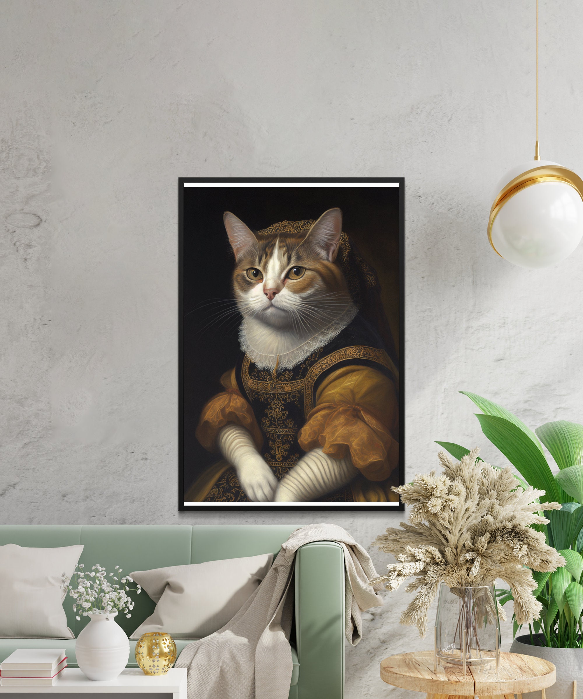 Renaissance Cat Art, Medieval Cat Portrait Oil Painting Poster Print ...