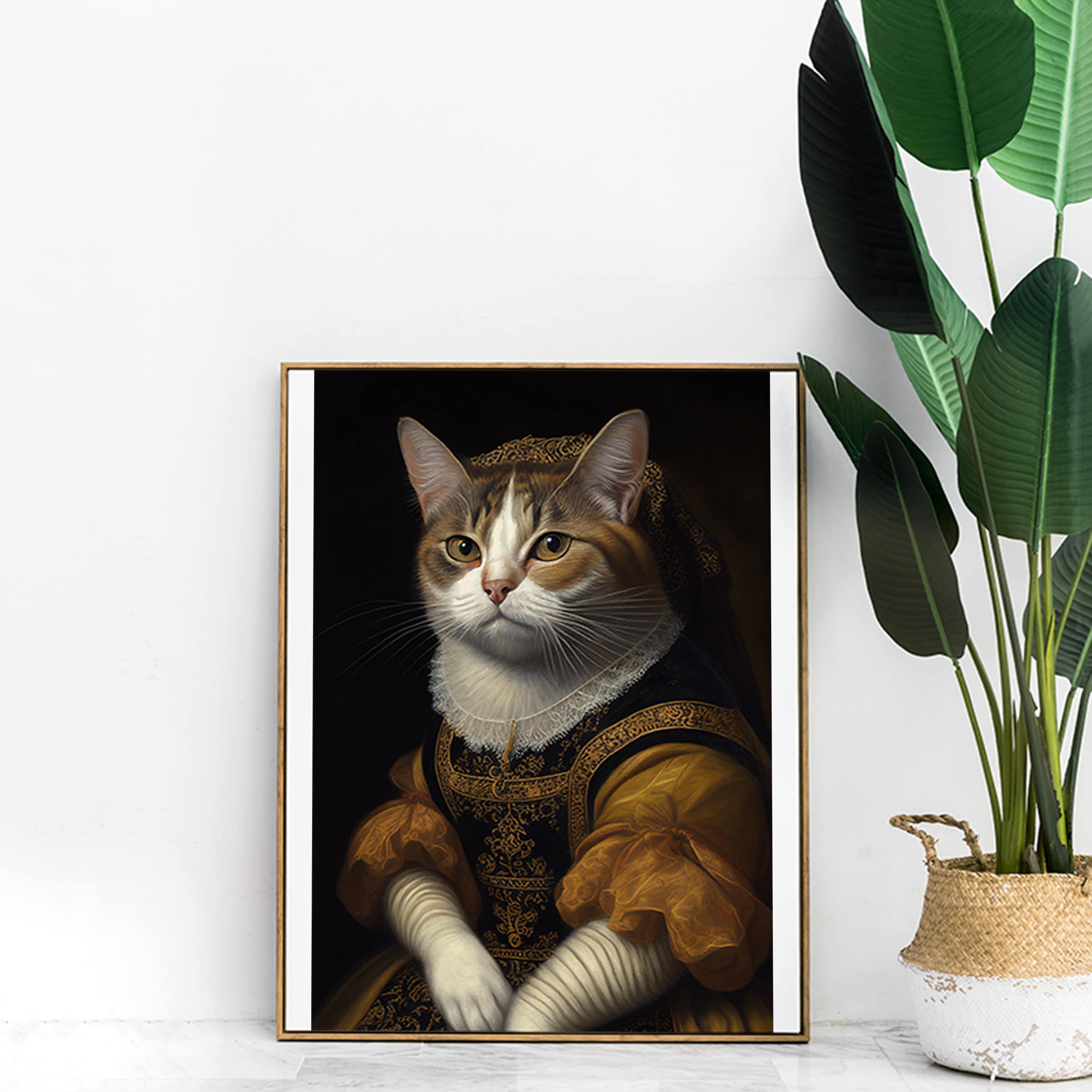 Renaissance Cat Art, Medieval Cat Portrait Oil Painting Poster Print ...