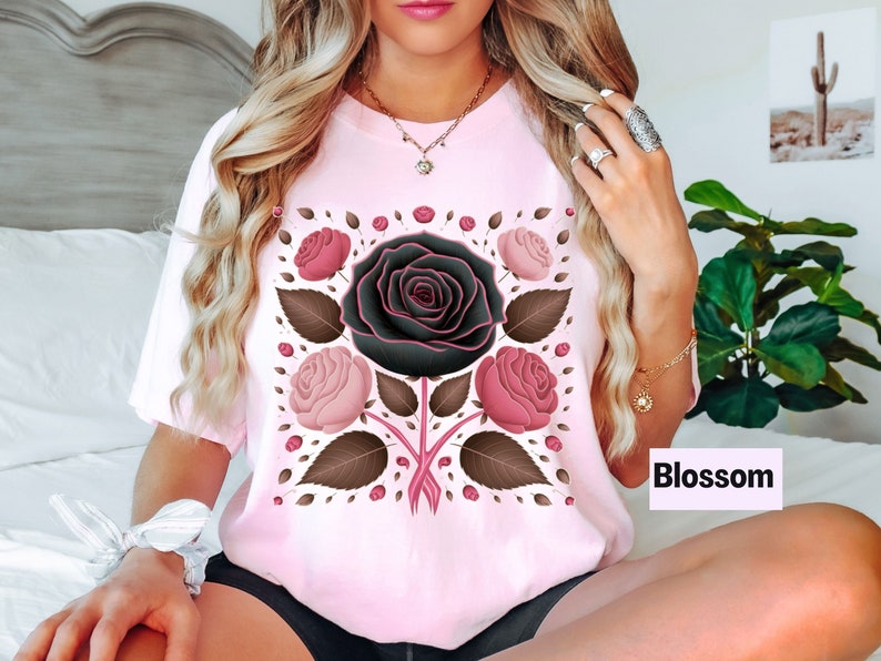 Bouquet Black Rose Flower Comfort Colors Shirt, Rose Flowers Bloom ...