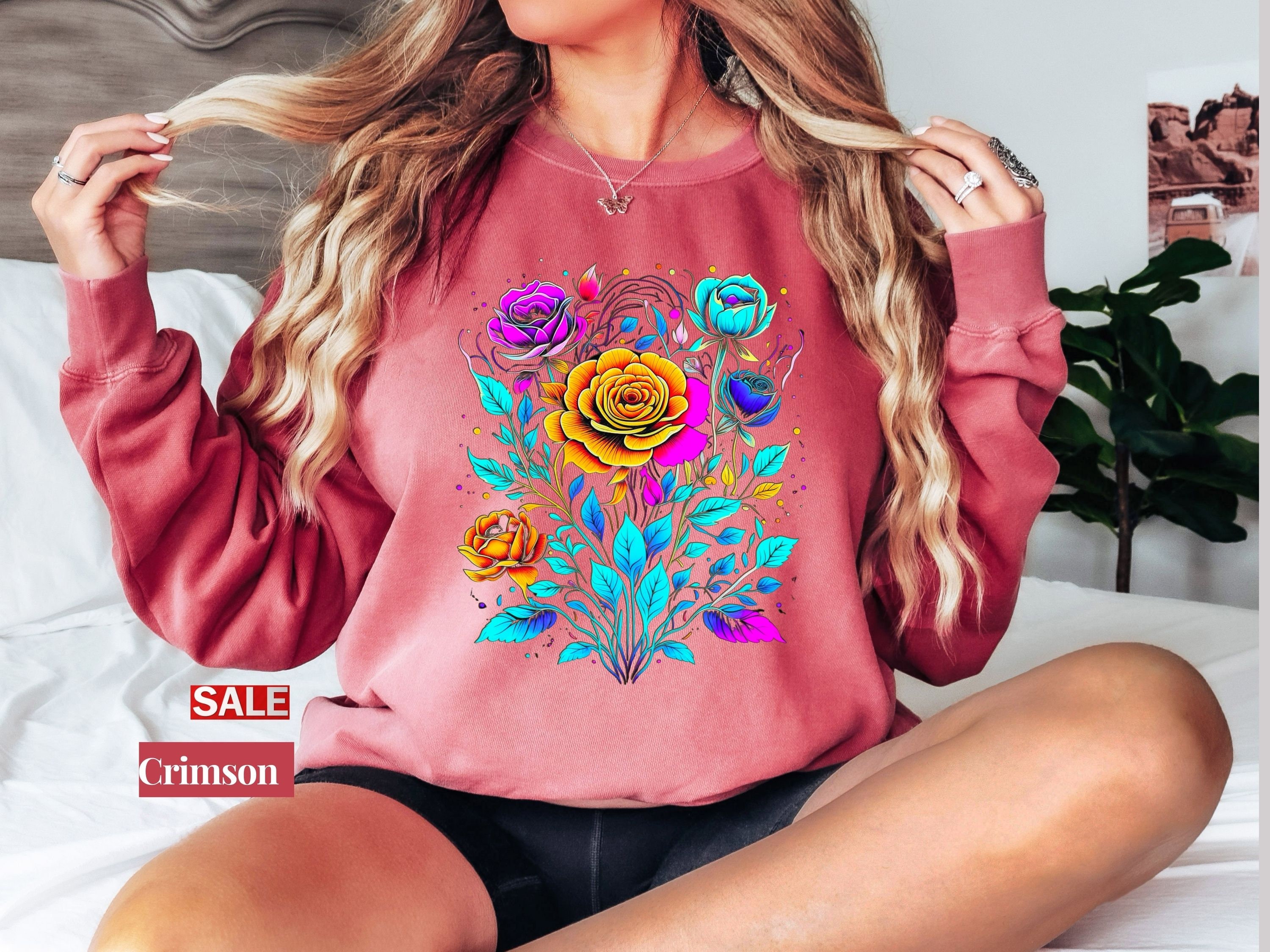 Rose Garden Flower Sweatshirt Wildflower Shirt Flower Tee For Women