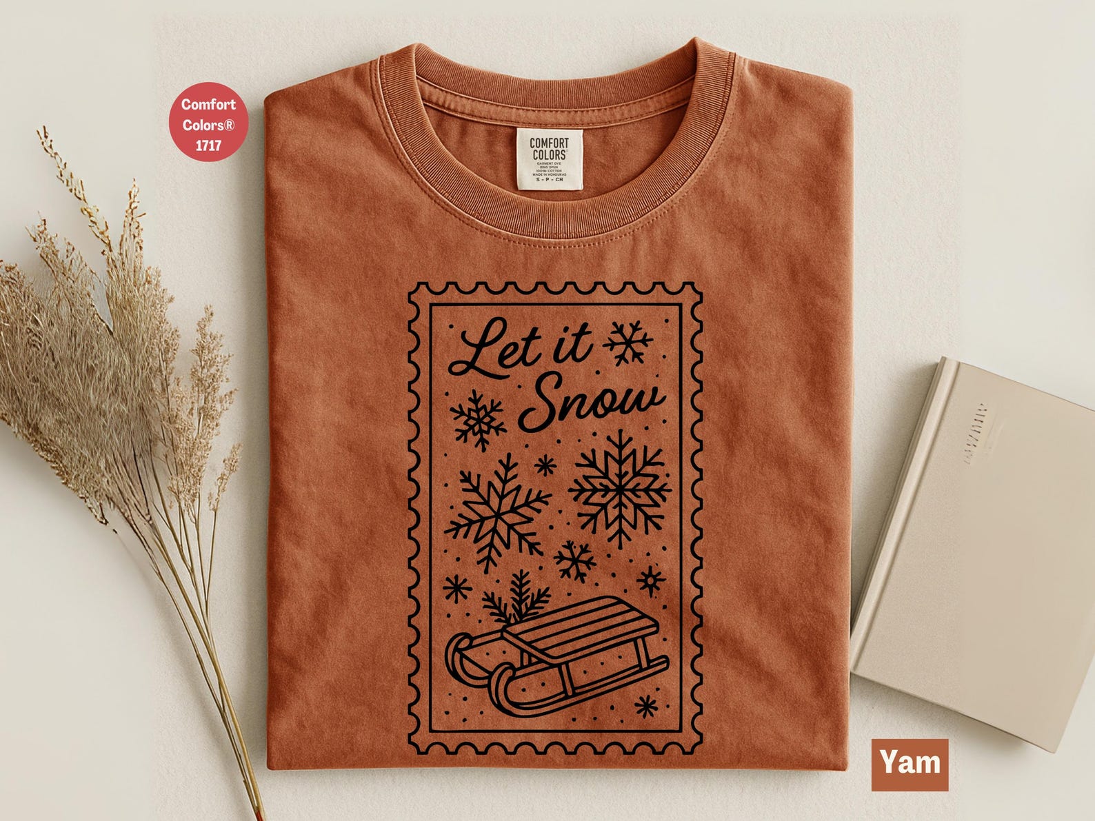 Comfort Colors Shirt: Let It Snow T-shirts, Winter Sled Snowflakes ...