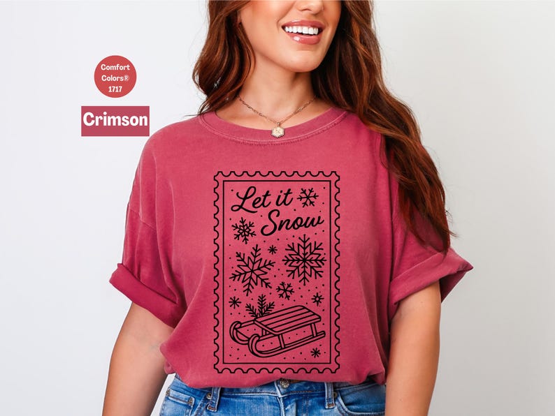 Comfort Colors Shirt: Let It Snow T-shirts, Winter Sled Snowflakes ...