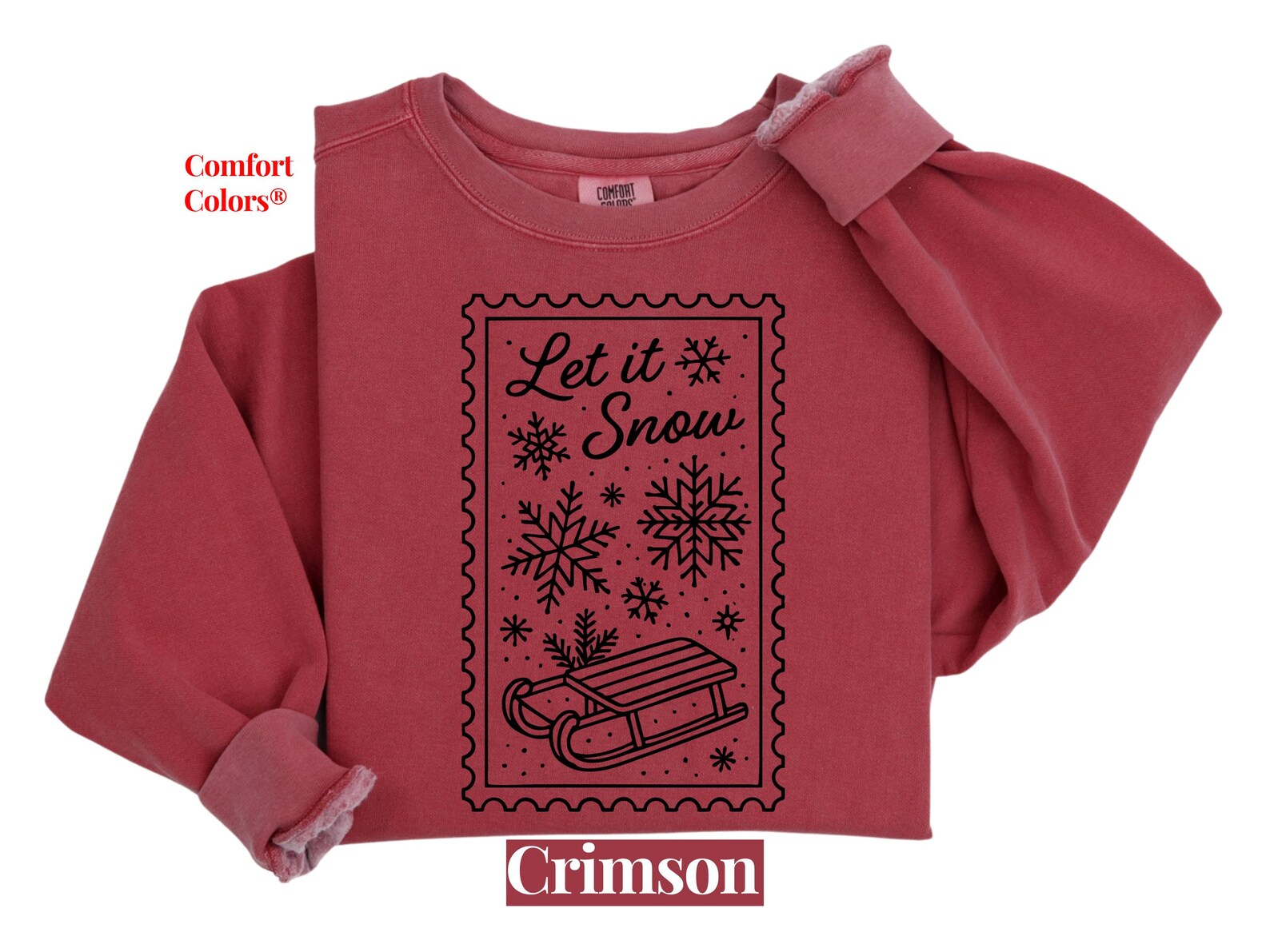 Comfort Colors Shirt: Let It Snow T-shirts, Winter Sled Snowflakes ...