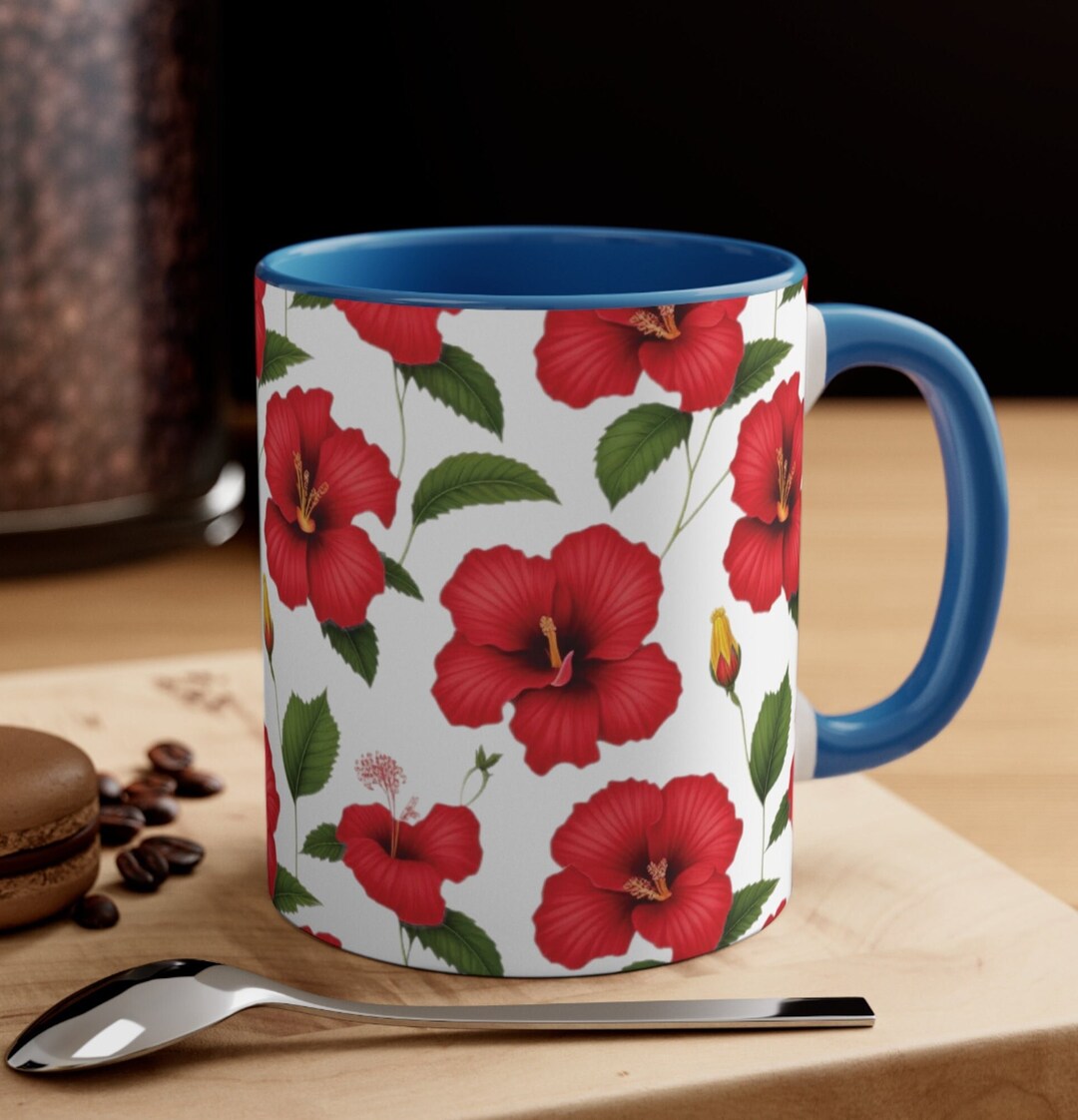 Red Hibiscus Flower Coffee Mug, Wildflower Mug, Gift for Her, Hawaii ...