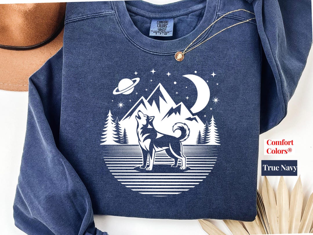 Husky Howling Sweatshirt, Comfort Colors Shirt, Mountain Moon Tee ...