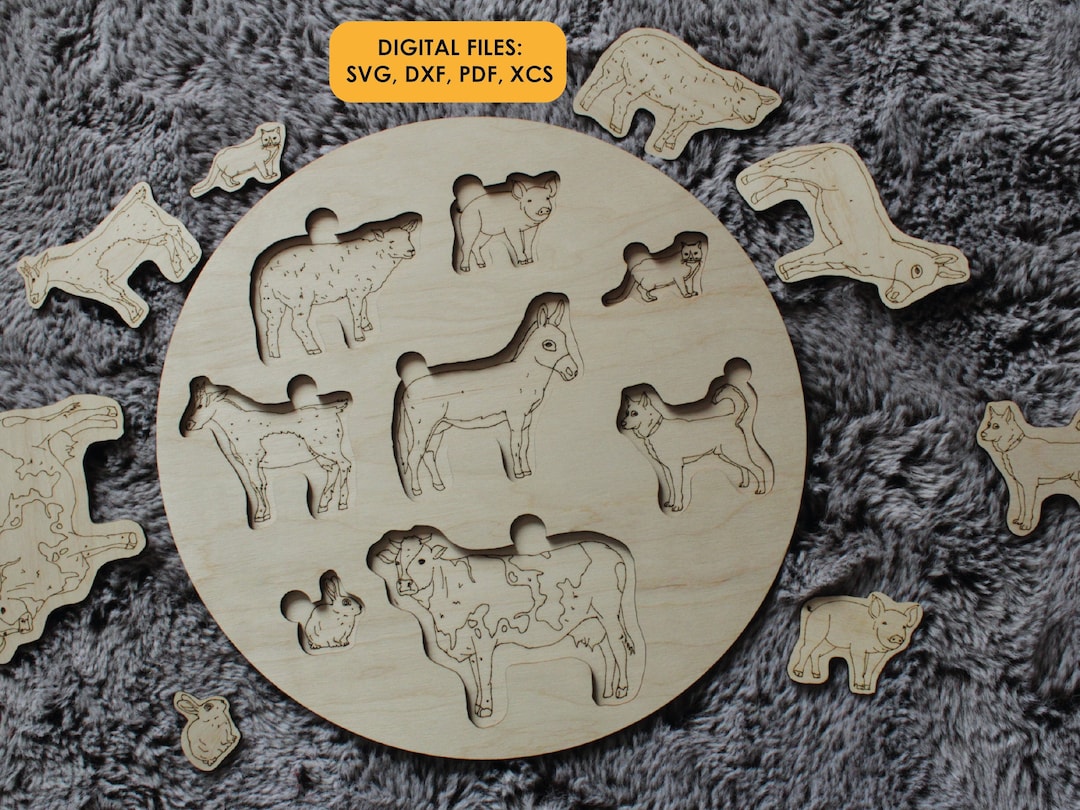 LASER CUT FILE - Animals Puzzle - Line Drawing - Colour Yourself - Svg ...