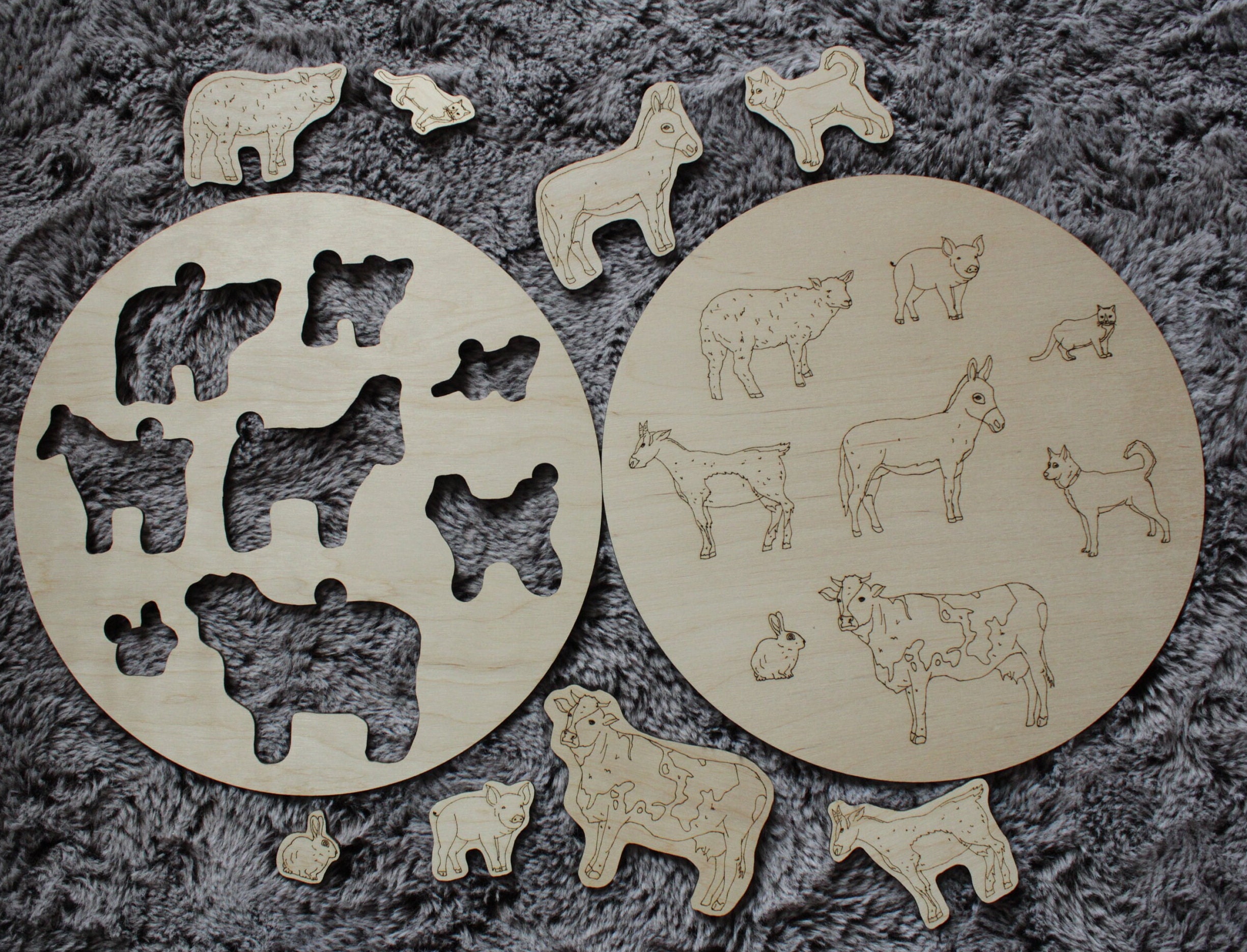 LASER CUT FILE - Animals Puzzle - Line Drawing - Colour Yourself - Svg ...