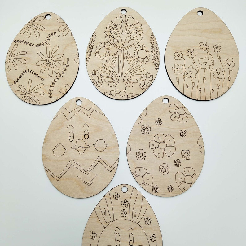 LASER CUT FILE Easter Eggs Line Drawing Colour Yourself Svg Dxf Pdf Xcs ...