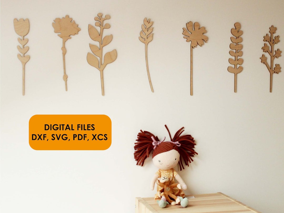 LASER CUT FILE - Wooden Flower Bouquet - Set 2 - 7 Elements - Svg - Dxf ...