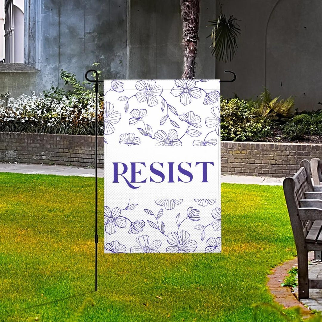 Resist Floral FDT Subtle Anti Maga Yard Flag Resist Protest Flag for ...
