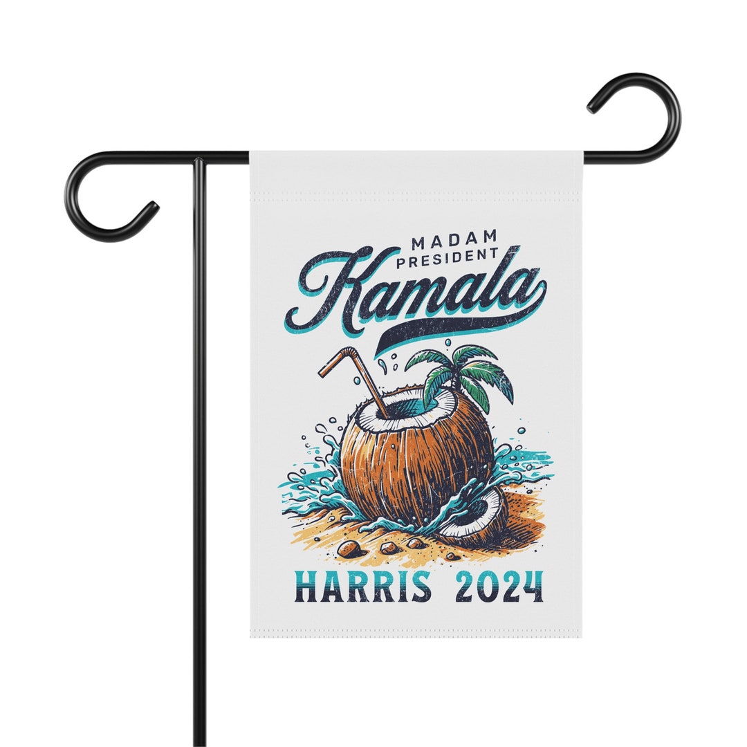 Kamala Harris Coconut Tree Tim Walz Garden House Banner Yard Flag ...