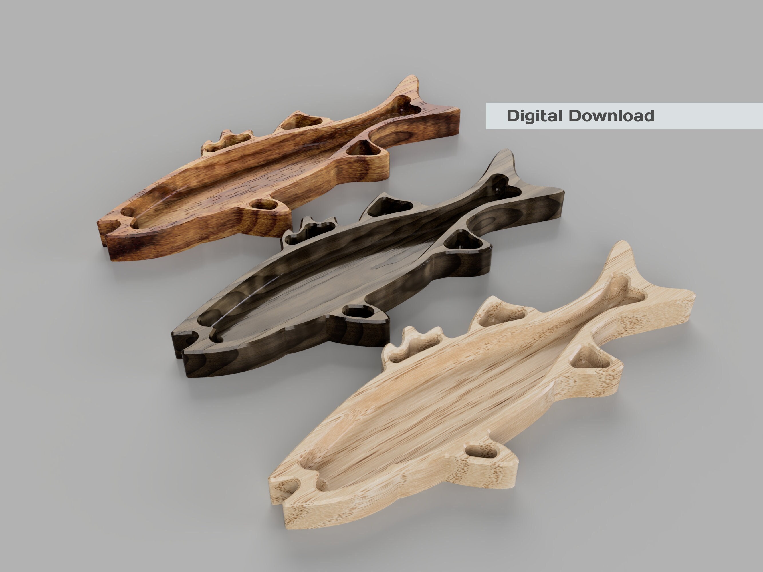 Striped Bass Tray - STL & DXF - Striper Catch All Tray - Wood CNC ...