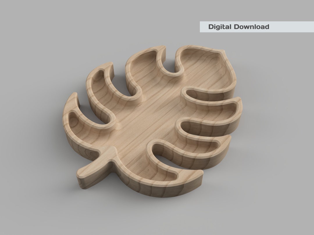 Monstera Leaf Catch All Tray - STL & DXF - Wood CNC Projects - Digital ...