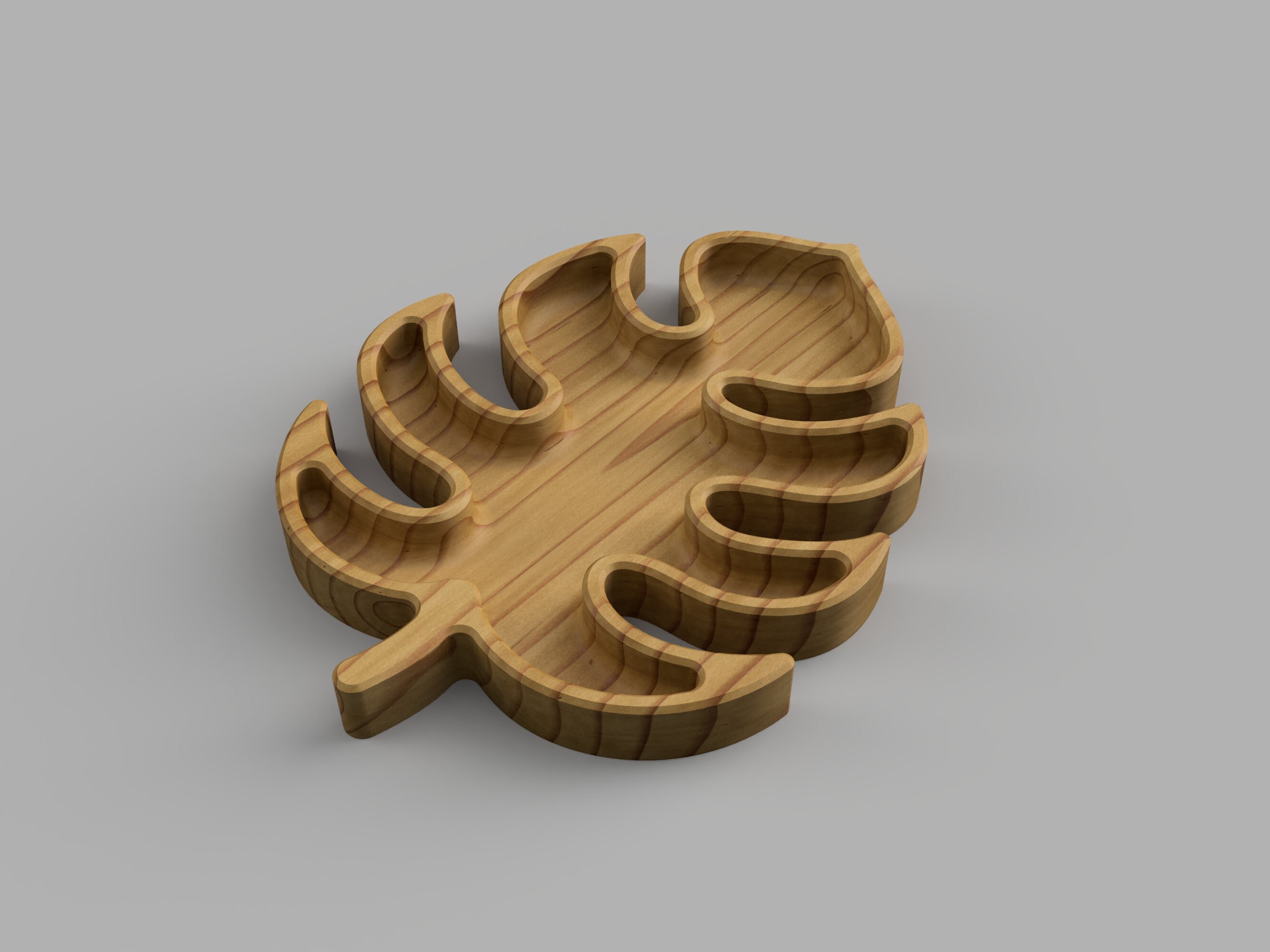 Monstera Leaf Catch All Tray - STL & DXF - Wood CNC Projects - Digital ...