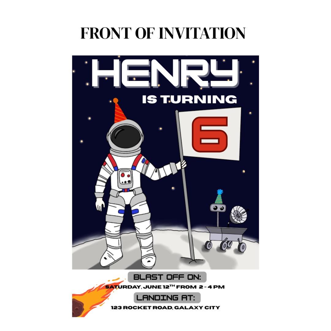 Space Birthday Party Invitation | Outer Space Party Invite, Galaxy ...