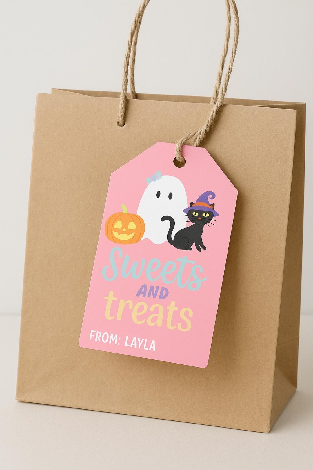 Cute Ghost and Pastel Spooky Halloween Gift Tag: Sweets and Treats ...
