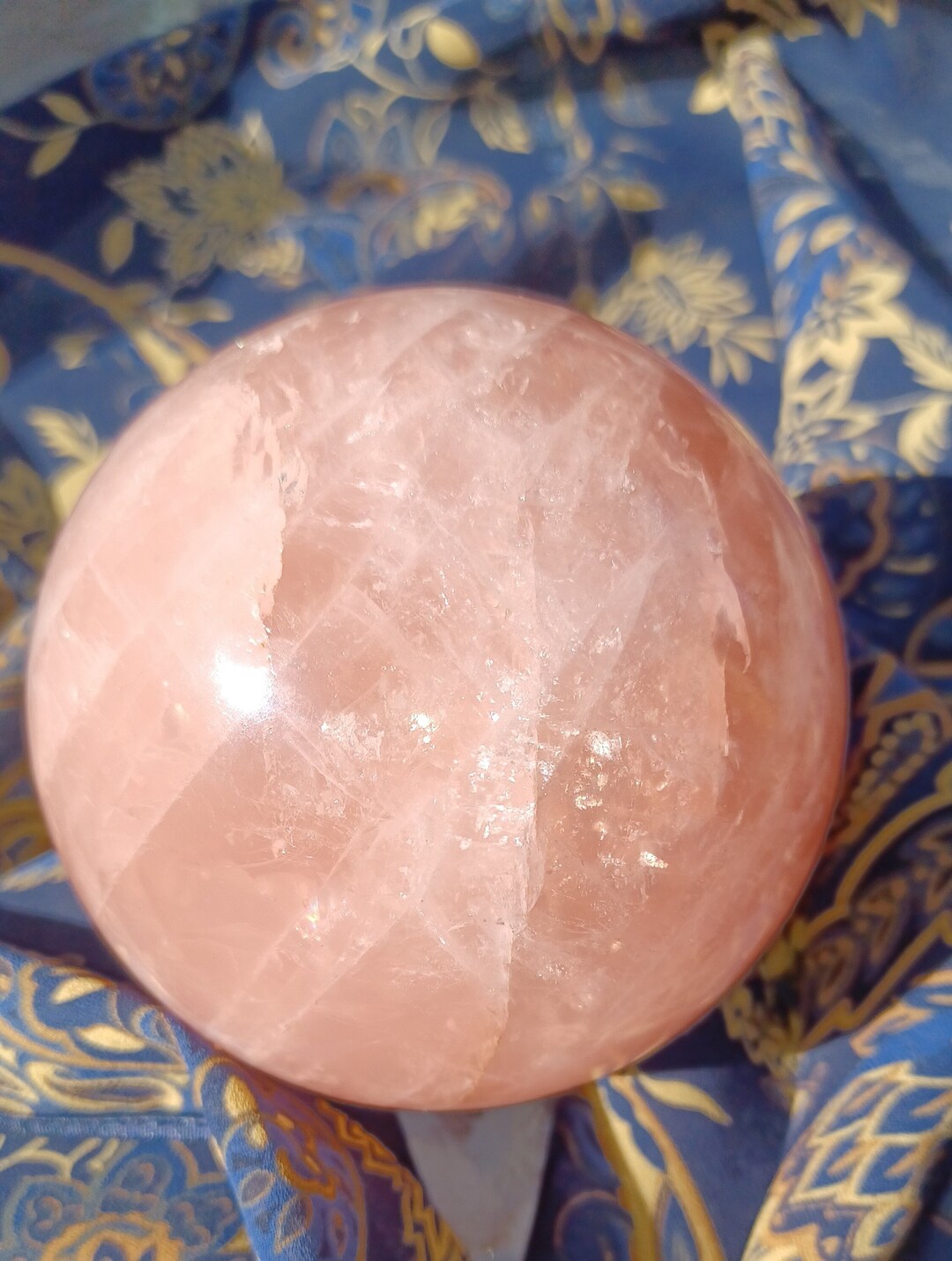 6-point Star Rose Quartz Sphere With Rainbows | XL Star Rose Quartz ...