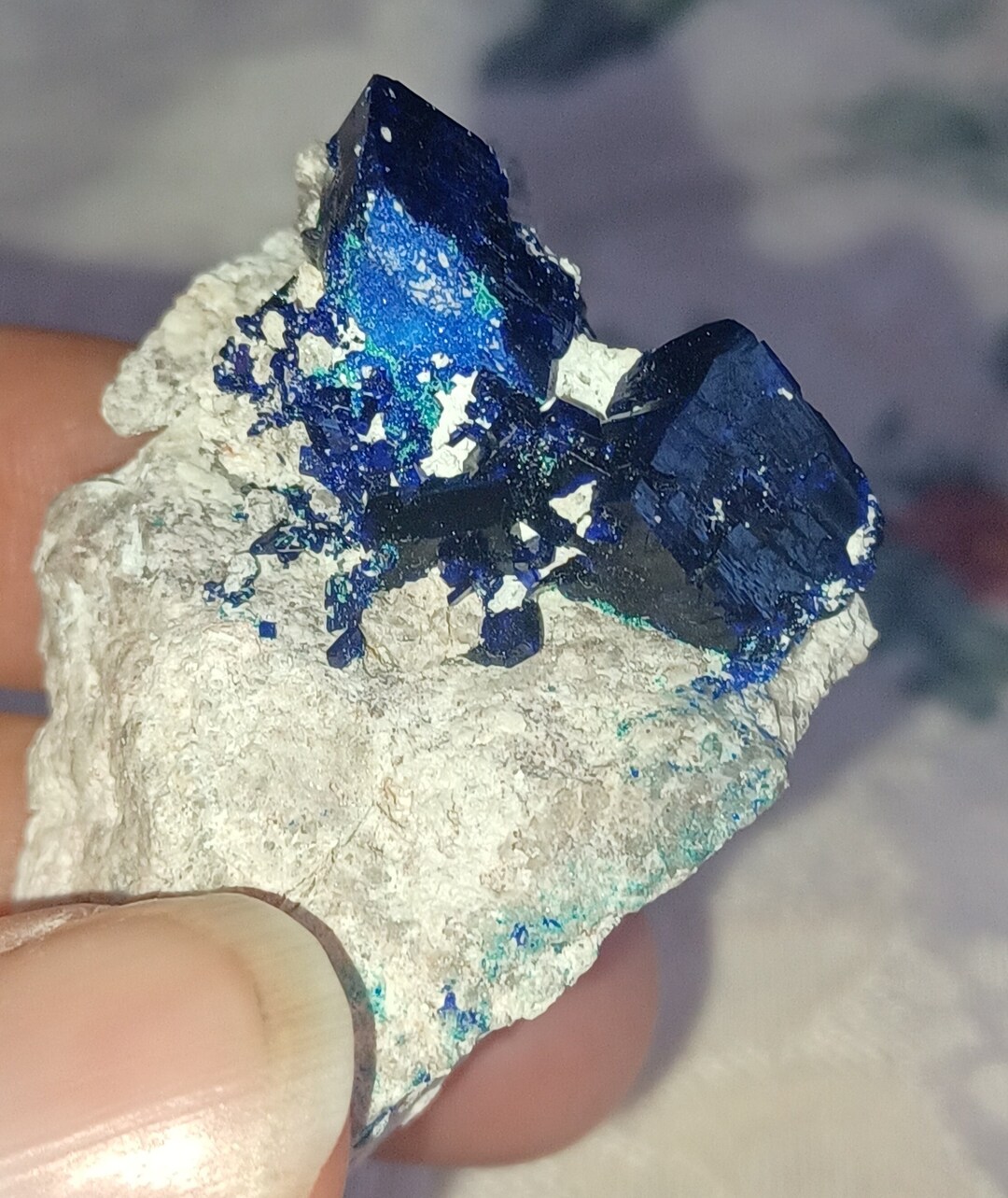 Druzy Azurite, Big Cubic Points, Malachite Sprinkles Milpillas Azurite ...