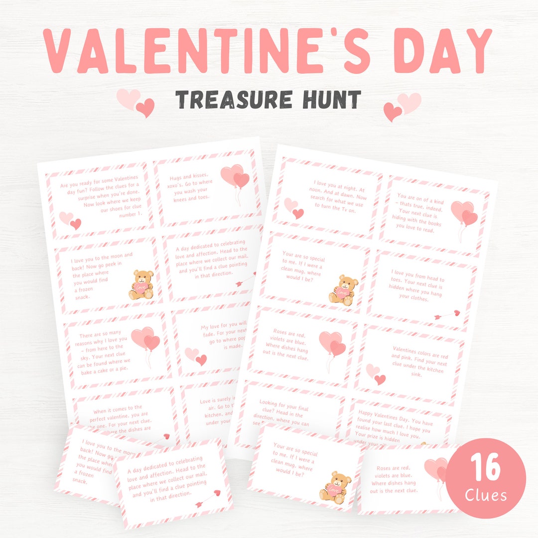 Valentines Day Scavenger Hunt for Kids, Valentines Printable Games for ...