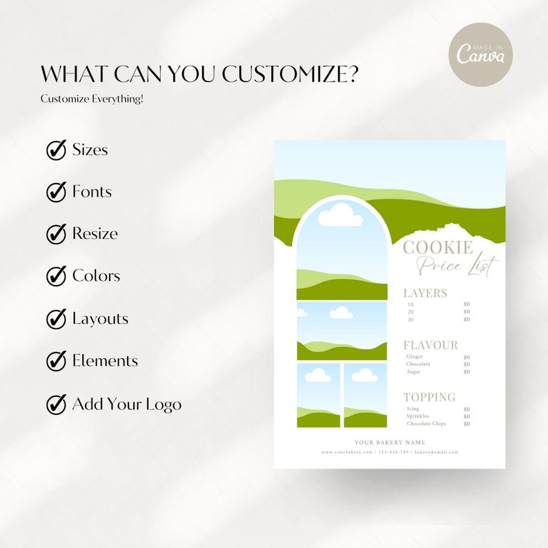 Cookie Price List Printable Pricing Guide for Bakers Menu Showcase for ...