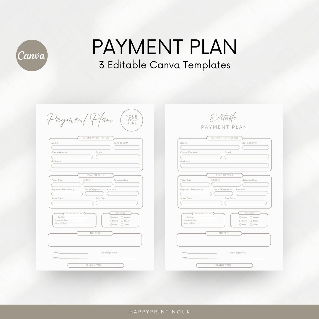 Payment Plan Templates for Repayment, Editable Afterpay Schedule ...