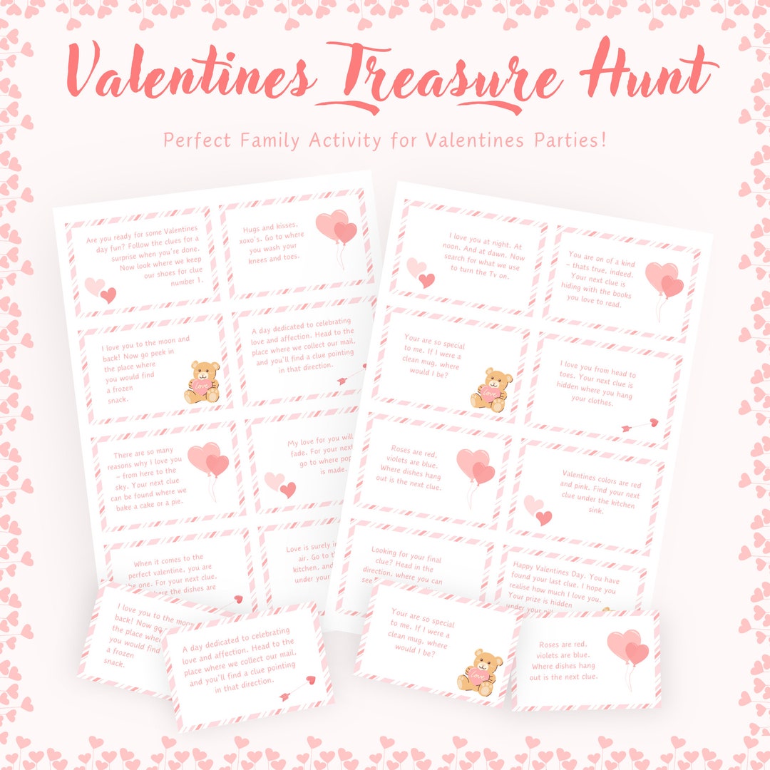 Valentines Day Scavenger Hunt for Kids, Valentines Printable Games for ...