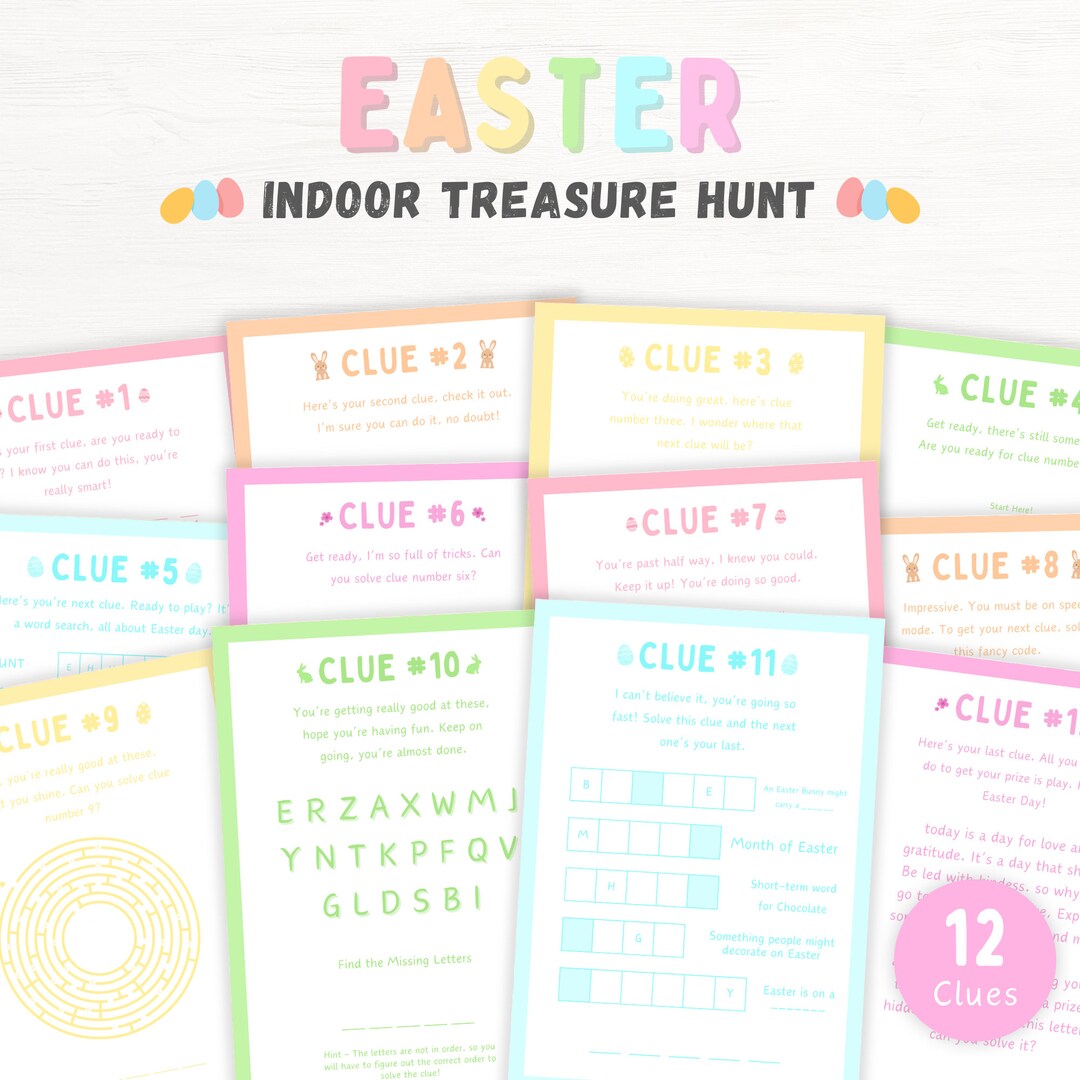 Easter Scavenger Hunt for Kids, Indoor Easter Egg Hunt Game, Easter ...
