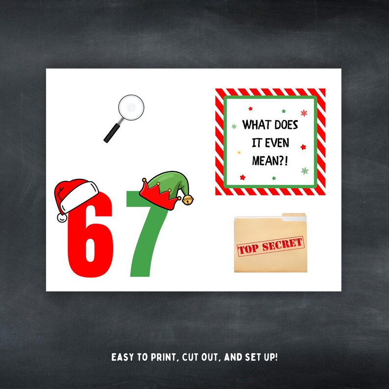 67 Elf Props, Printable Six Seven Investigation Christmas Elf Props ...