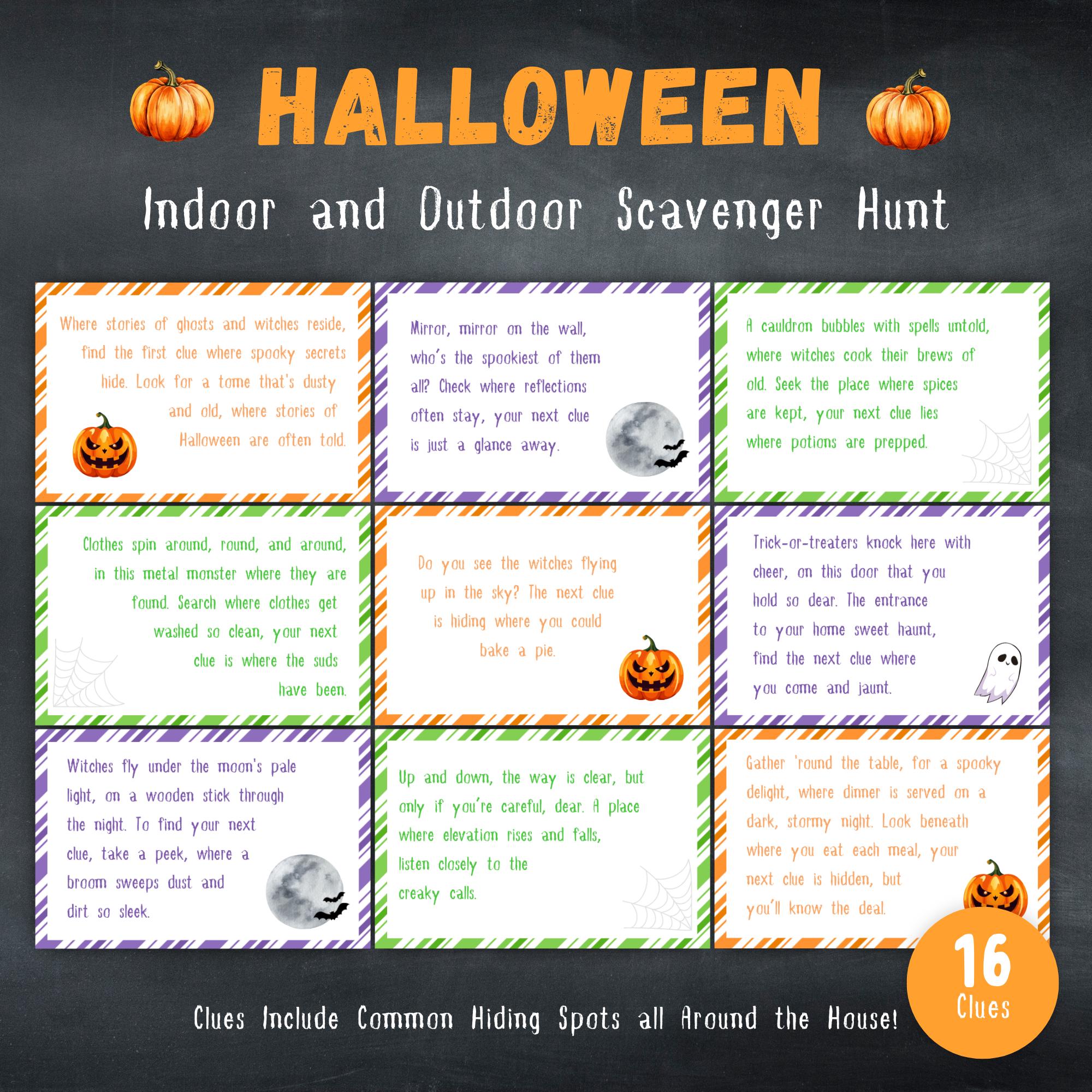 Halloween Scavenger Hunt, Indoor and Outdoor Treasure Hunt, Halloween ...