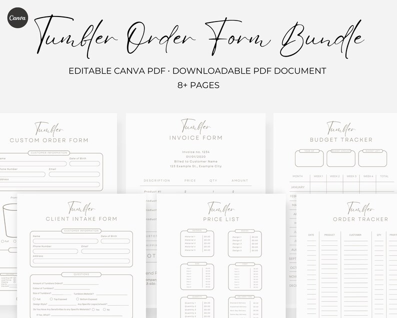 Editable Tumbler Order Form Template Tumbler Work Order - Etsy