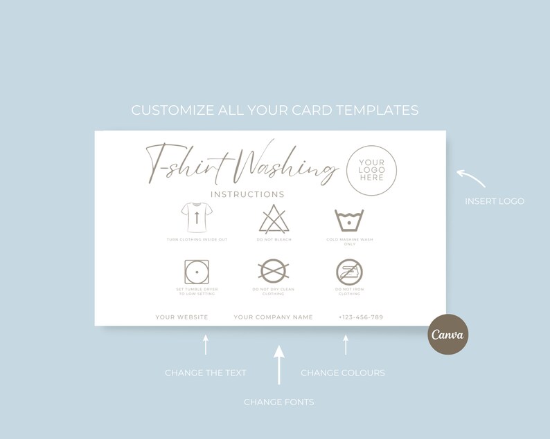Editable Printable Clothing Care Cards Washing Instructions - Etsy UK