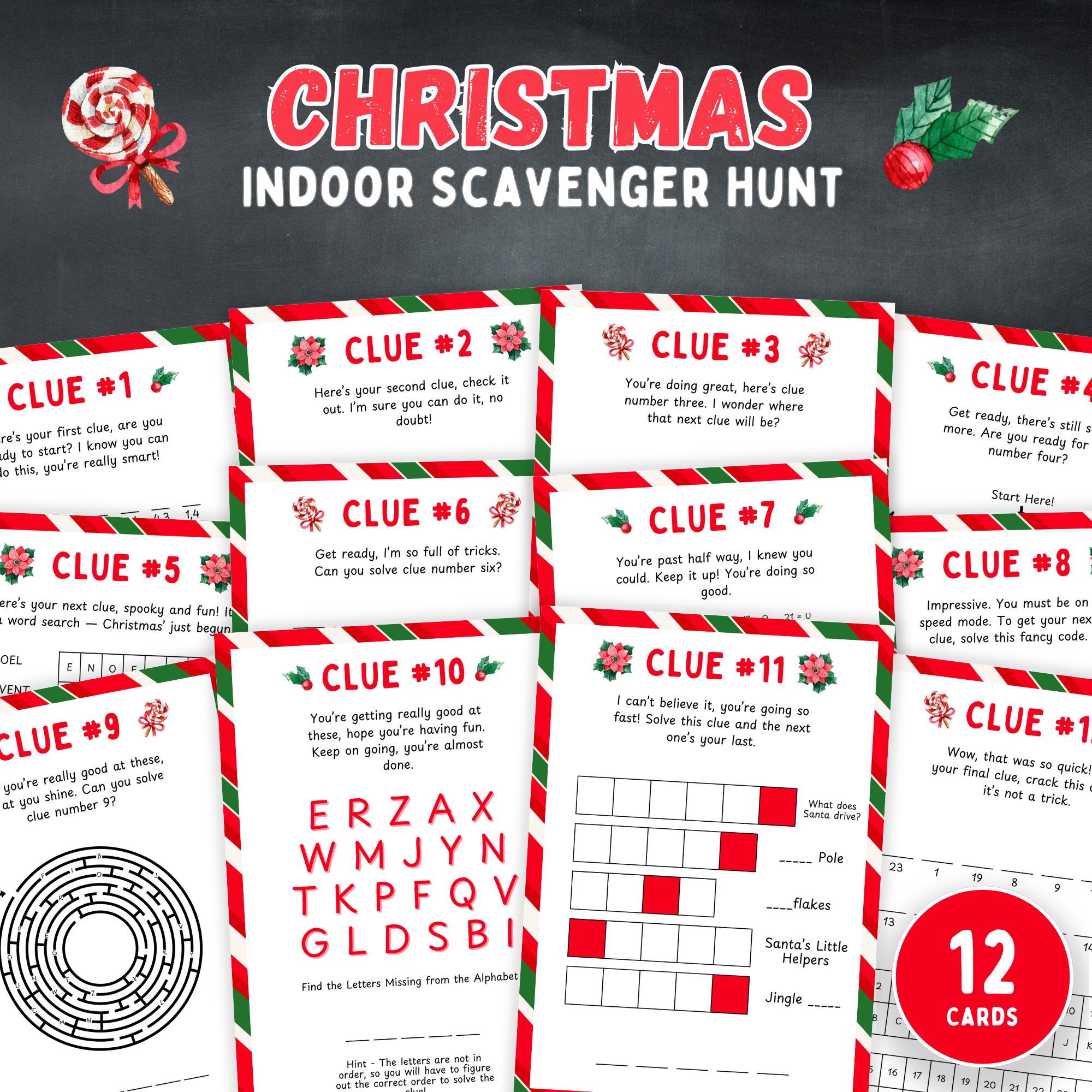 Indoor Christmas Scavenger Hunt, Christmas Printable Game for Kids ...