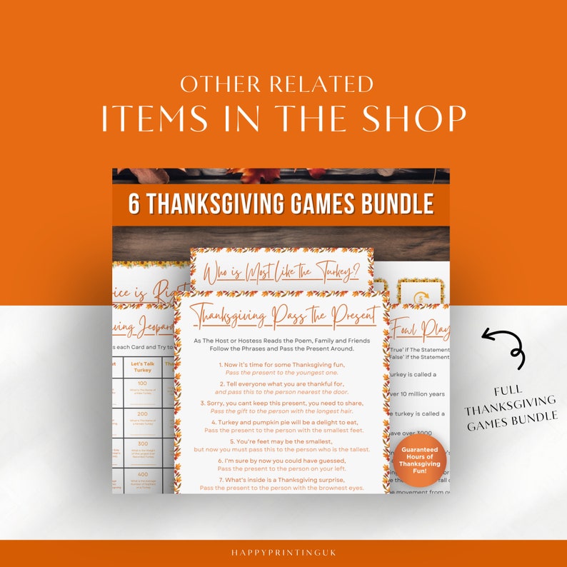 Thanksgiving Price is Right Printable Guessing Game for Turkey Day Fun ...