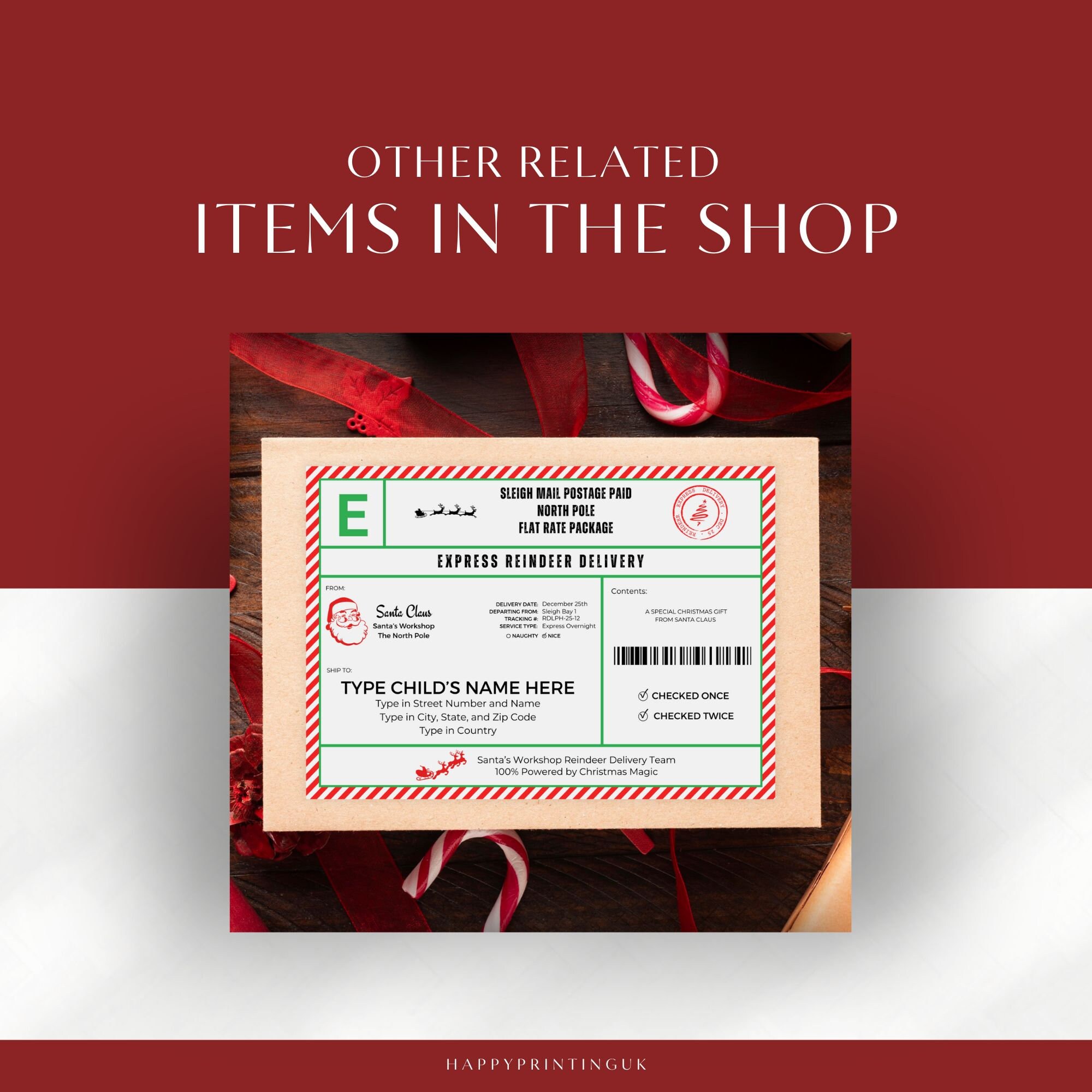 Elf Mail Shipping Labels, Elf Arrival Package, Gift Tag Template, North ...