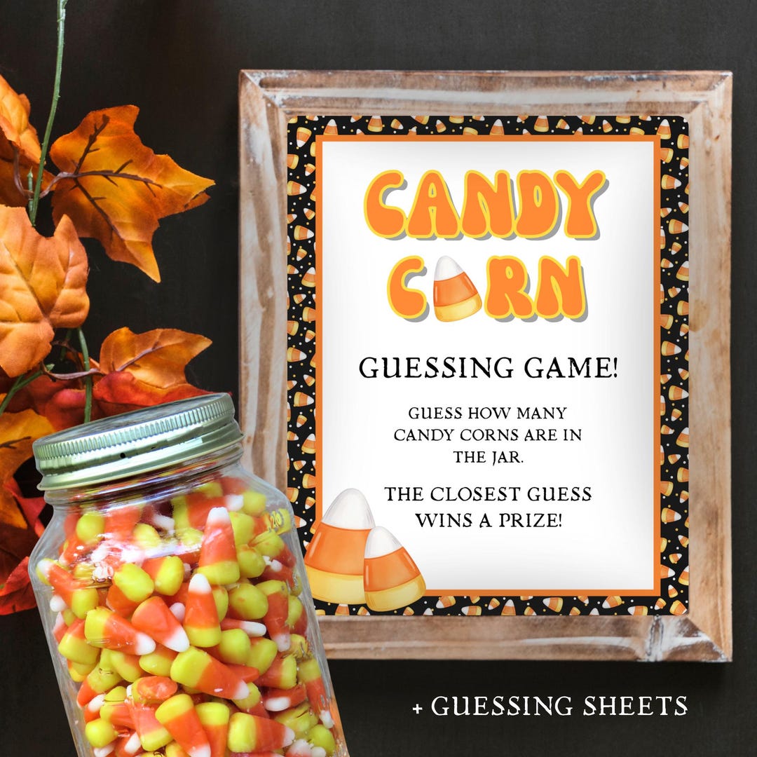 Candy Corn Guessing Game Sign, Guess How Many Candy Corn in A Jar ...