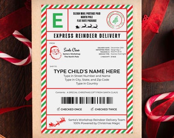 Elf Mail Shipping Labels, Elf Arrival Package, Gift Tag Template, North ...