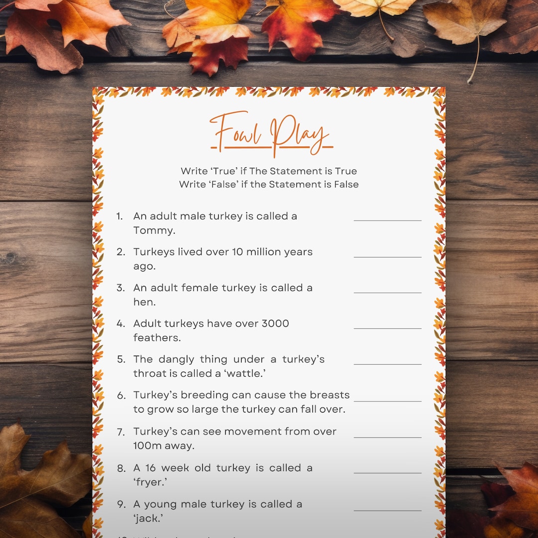 Thanksgiving Fowl Play, Thanksgiving Game, Thanksgiving Party Game ...