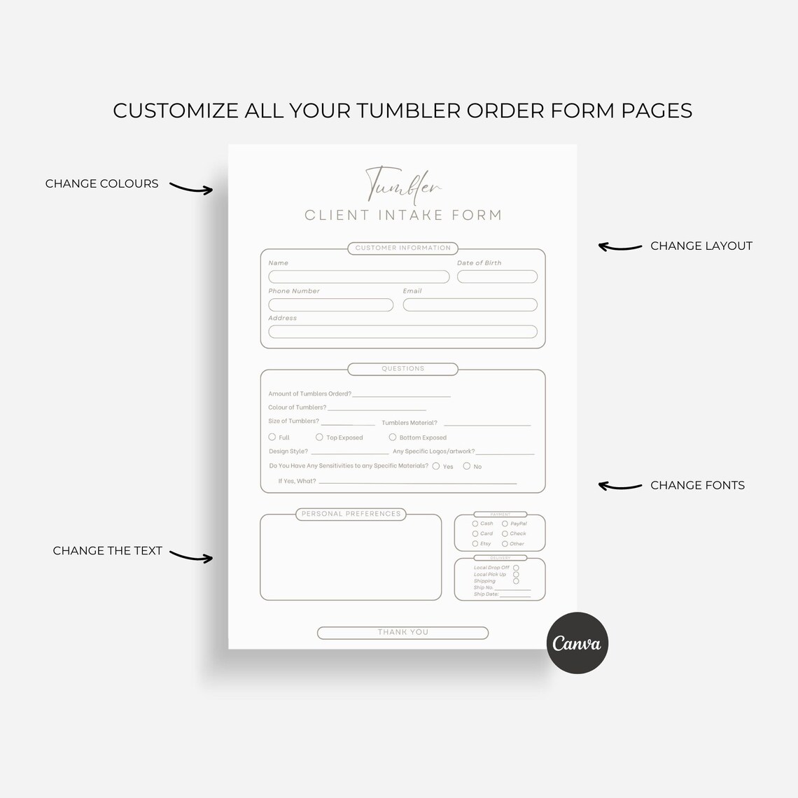 Tumbler Order Form Editable, Tumbler Invoice Form, Tumbler Business ... Tumbler Order Form Editable, Tumbler Invoice Form, Tumbler Business ...