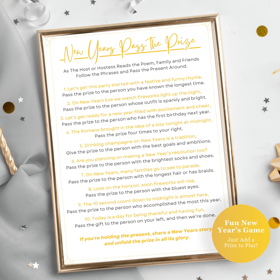 New Years Pass the Gift Game, New Year's Eve Pass the Prize, New Years ...